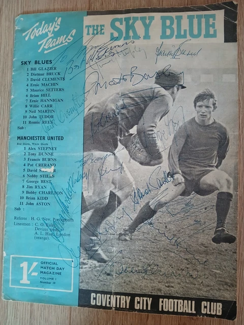 MANCHESTER UNITED SIGNED football programme charlton Best Matt Busby ...