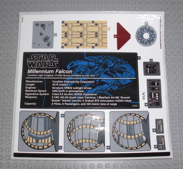 LEGO STAR WARS 75192 Millennium Falcon - STICKER / AUFKLEBER - UCS ...