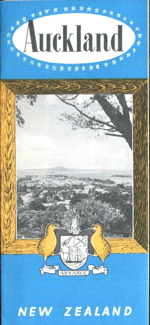 1950S MULTI-FOLD TOURIST street plan illustrated brochure AUCKLAND New ...