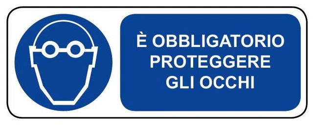 CARTELLO SEGNALETICA OBBLIGO protezione occhi in alluminio 125x330 mm ...
