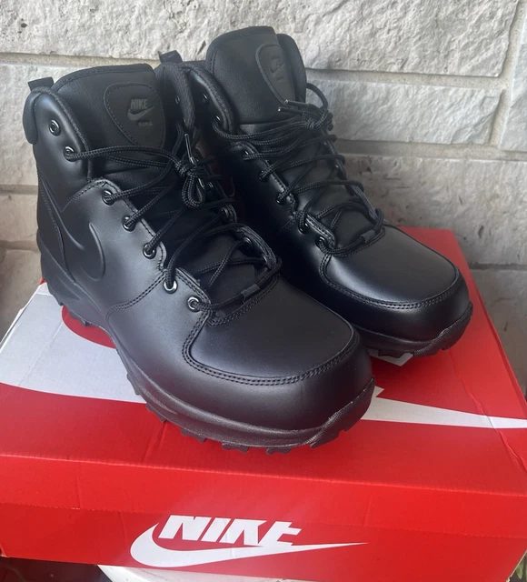 NIKE MANOA MENS Boot Size 13 Black Leather Lace-Up Rugged Security Work ...