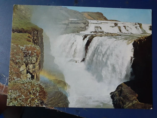 VINTAGE POSTCARD POSTALLY used golden waterfall iceland $6.00 - PicClick AU