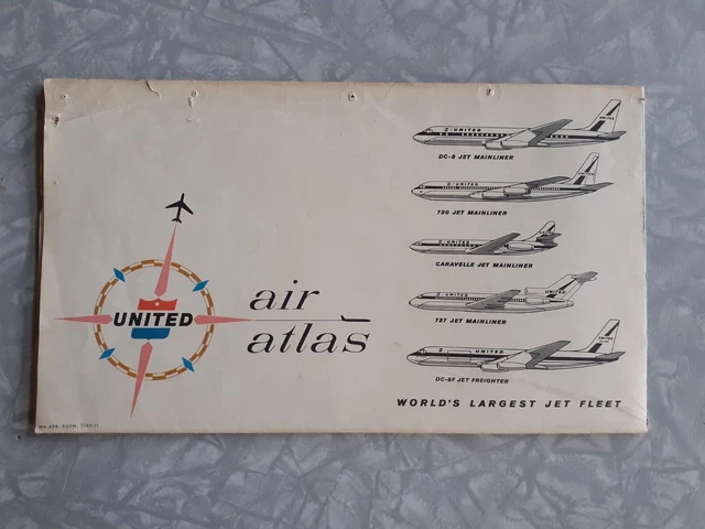 1950S VINTAGE AMERICAN United Airlines Air Atlas Map of the USA EUR 4 ...