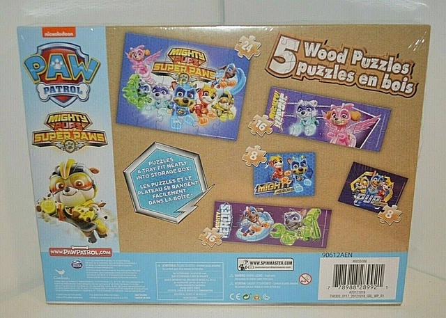 PAW PATROL MIGHTY Pups SUPER PAWS 5 Wood PUZZLES + TRAY Cardinal Ages 3 ...