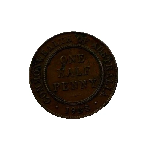 1938 GEORGE VI Australia One Half Penny - 1/2d - Bronze Coin £0.99 ...