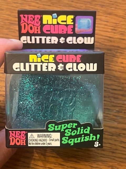 NEEDOH NICE CUBE Glitter Glow Stress Toy Squishy Schylling blue SEALED ...