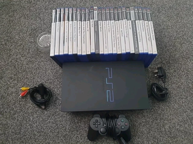 SONY PLAYSTATION 2 PS2 Black Console SCPH-30003 Controller, 24 Games ...