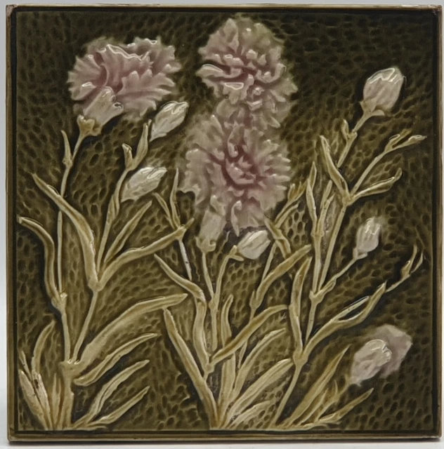 ART NOUVEAU FIREPLACE Tile Floral Majolica Lea & Bolton C1900 £30.00 ...