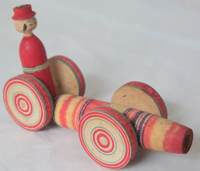 VINTAGE JAPANESE PAINTED Wooden Model Cannon Car on Wheels £26.67 ...