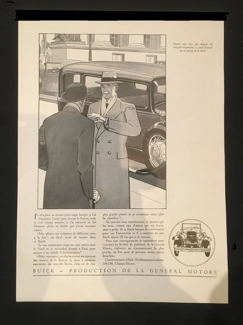 AFFICHE PUBLICITAIRE ANCIENNE années 1920/1930 - Thème automobile - Buick EUR 4,95 - PicClick FR