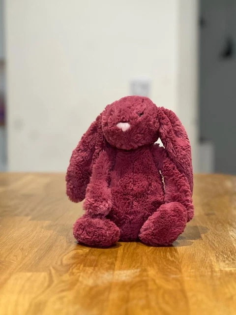JELLYCAT BASHFUL BUNNY Medium Plum Soft Toy Plush Rabbit Deep Dark ...