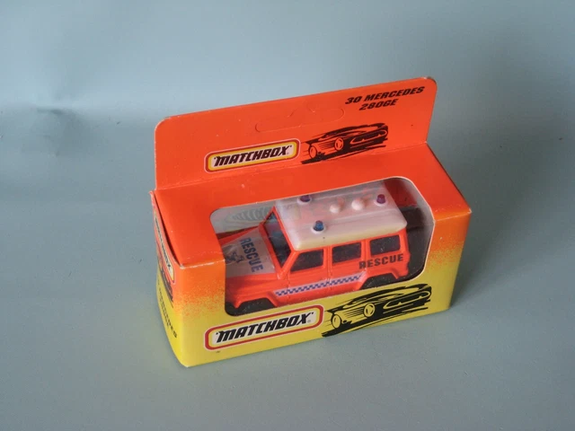 MATCHBOX MERCEDES-BENZ 280GE Rescue Neon Body Toy Model Car 70mm Boxed ...