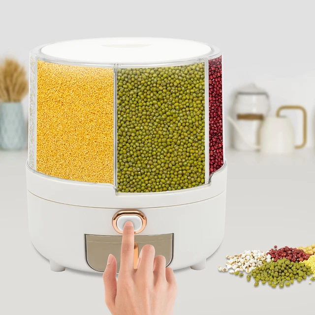 CEREAL DISPENSER RICE Rotate Dry Food Container Kitchen Storage ...