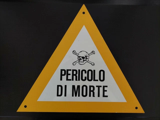 TABELLA TABELLA CARTELLO vintage pericolo insegna no smaltata anni 70 ...