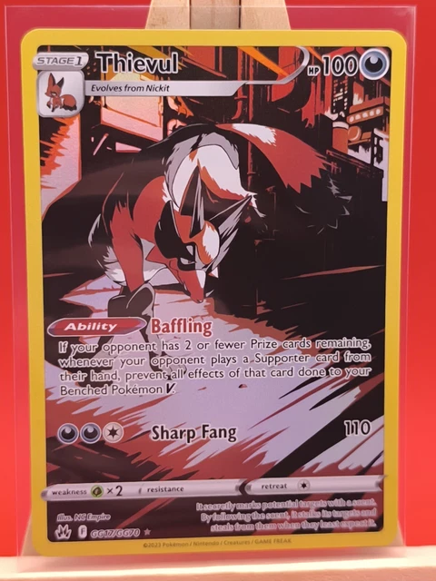 THIEVUL GG17/GG70 CROWN Zenith Galarian Gallery Ultra Rare Pokemon Card ...