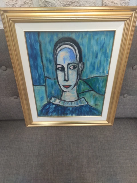 ANCIEN TABLEAU HUILE sur toile personnage abstrait signé ROGEZ .JJR EUR ...