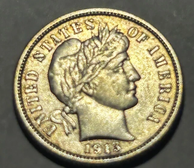 1913 BARBER SILVER Dime 10c High Grade Type Coin AU With Luster £38.34 ...