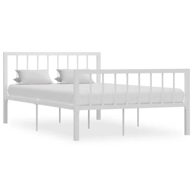 WALPLUS WHITE METAL Bed Frame 120x200 cm Double Size Modern Bed Frame £ ...