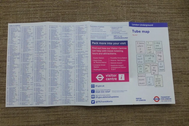 LONDON UNDERGROUND TUBE Map Pocket Diagram. May 2017 £2.50 - PicClick UK