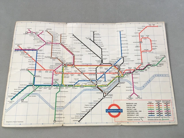 1961 LONDON UNDERGROUND diagram of lines and station index £21.00 ...