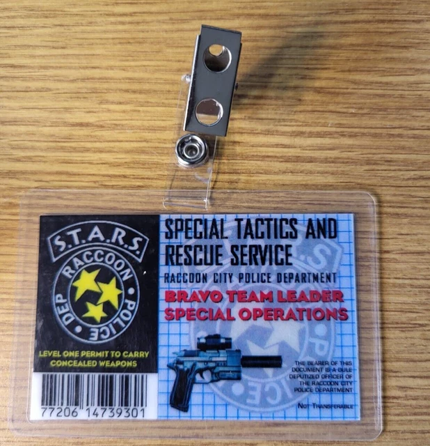 RESIDENT EVIL'ID BADGE-S.T.A.R.S. Bravo Special Ops Équipe Leader ...