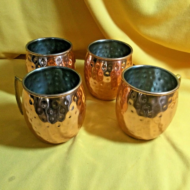 PIER 1 4PC Moscow Mule Copper Mugs Set - 16oz Hammered Copper Drinking ...