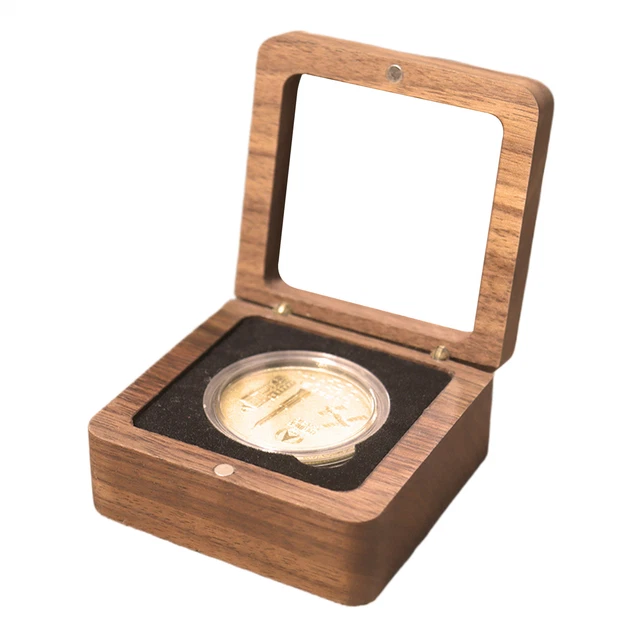 2025 BLACK WALNUT Solid Wood Box Badge Commemorative Coin Badge ...