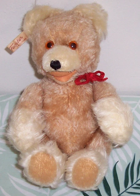 VINTAGE FECHTER MOHAIR Teddy Bear Austria c1950's Open Mouth Zotty with ...