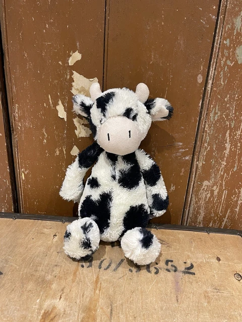 JELLYCAT BASHFUL CALF Cow Plush Stuffed Animal Cuddly Toy Black & White ...