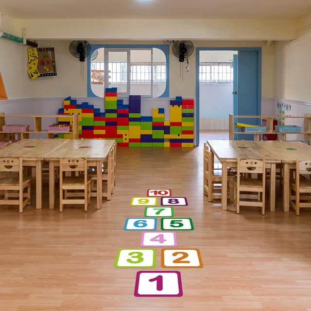 CARTOON NUMBER GRIDS Hopscotch Game Floor Stickers Parent - Child Gift ...