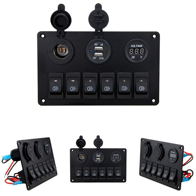 6-GANG SWITCH CONTROL Panel LED Rocker Breaker Car Marine Boat Truck Ci ...