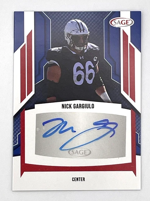 2024 SAGE NICK Gargiulo Rookie Card Auto #A-NG South Carolina Red ...