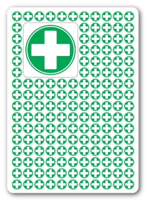 FIRST AID CROSS Circle health and safety signs Sticker warning first ...