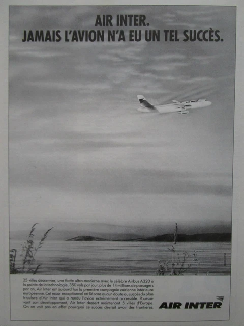 6/1989 PUB COMPAGNIE Aerienne Air Inter Airline Airbus A320 Airliner ...