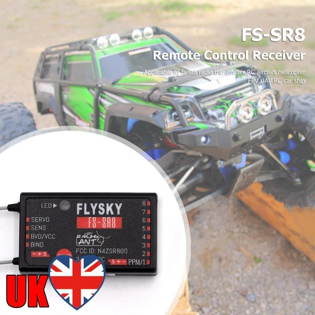 FLYSKY FS-SR8 8CH 2.4GHz Remote Receiver for RC Car Boat Helicopter ...