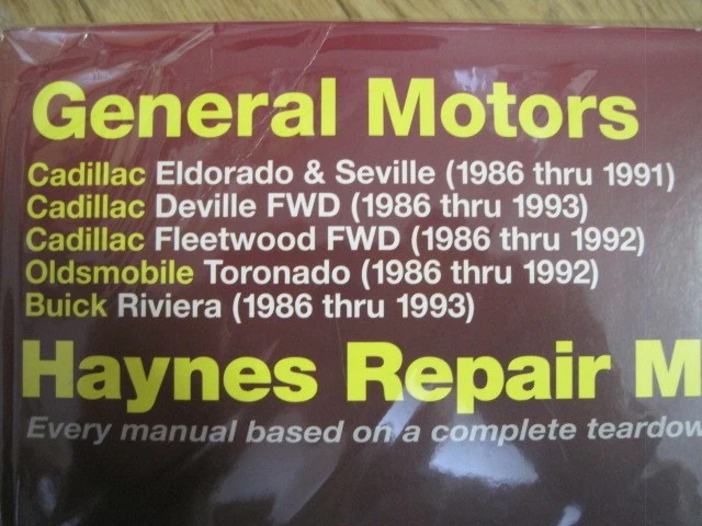 CADILLAC ELDORADO SEVILLE 1986 Haynes Manual £71.95 - PicClick UK