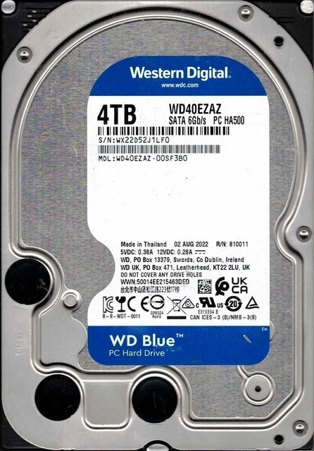WD40EZAZ-00SF3B0 WX22D AUG 2022 Western Digital 4TB EUR 166,90 ...