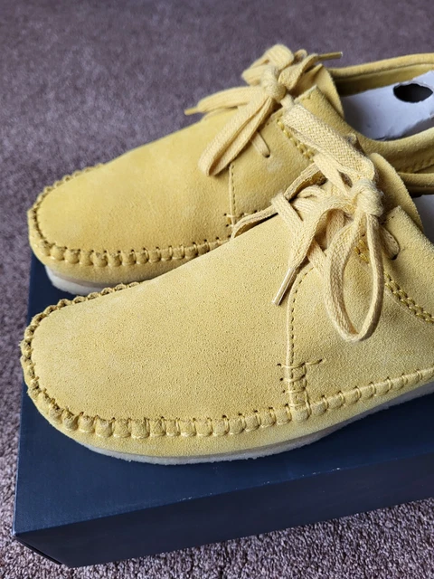 CLARKS ORIGINALS WEAVER Pale Yellow Leather Suede Size 8 Worn Once ...
