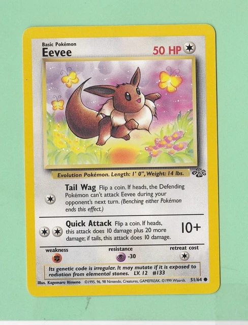 1999 BASIC POKEMON Eevee Tail Wag 50 HP 51/64 £2.02 - PicClick UK