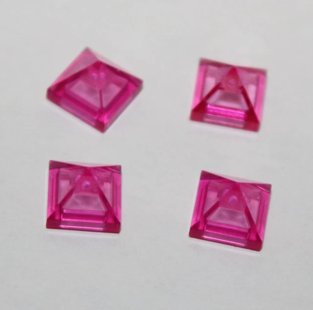 4 X LEGO Trans-Dark Pink Slope 45 1x1x2 3 Quadruple Pyramid ref 22388 ...