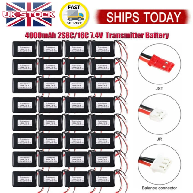 FOR SPEKTRUM DX9/DX7/DX8/DX6E 4000mAh 7.4V Transmitter LiPo Battery JST ...
