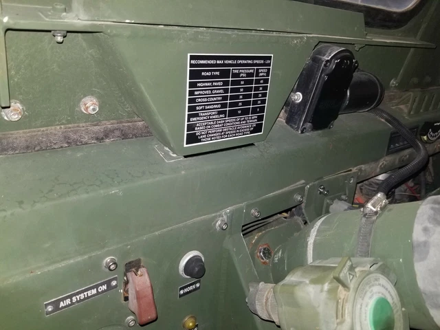 M1161 ITV-LSV 4X4 Growler M1163 Operating Speed Decal Sticker Dash ...