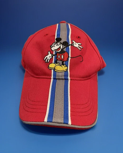 VINTAGE MICKEY MOUSE Hat EMBROIDERED Cap Disney 90’s Red Resizable ...