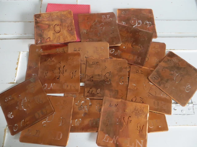 LOT OF 16 Monogram Stencils Copper Initials Letters Monogramlogo ...