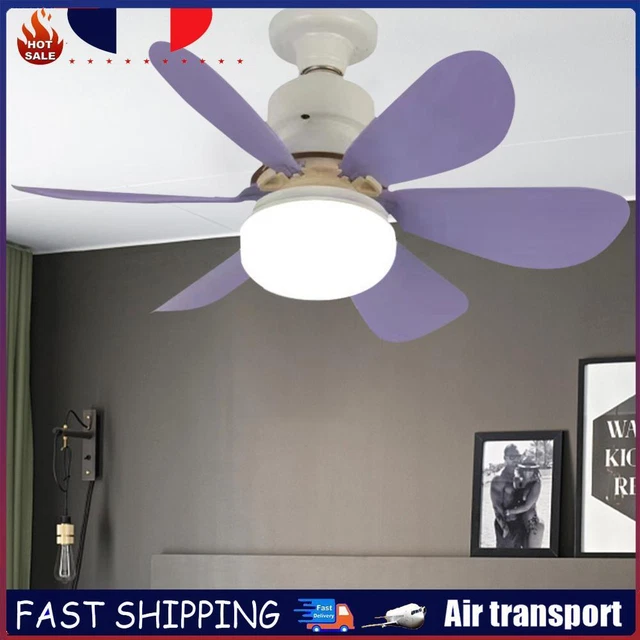 # CEILING FAN LED Lamp E27 Socket Fan Light Remote 52cm (Purple Milky ...