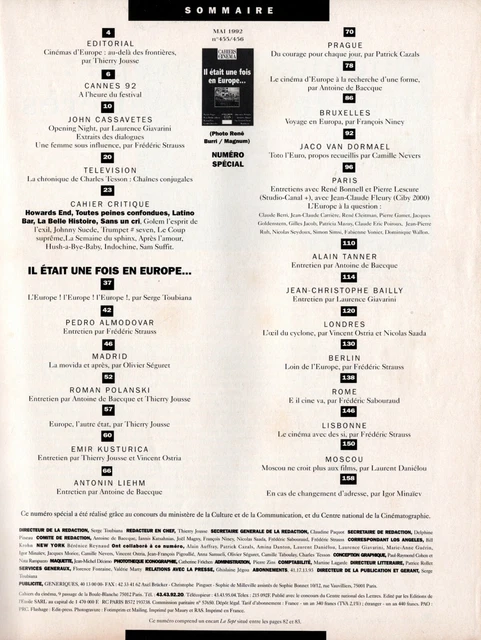 CAHIERS DU CINÉMA - n° 455/456 - Spécial - Il était une fois en Europe ...