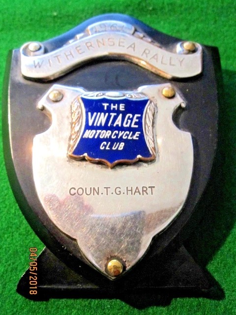 VINTAGE MOTORCYCLE CLUB AWARD 1961 Withernsea Rally. AJS BSA NORTON ...