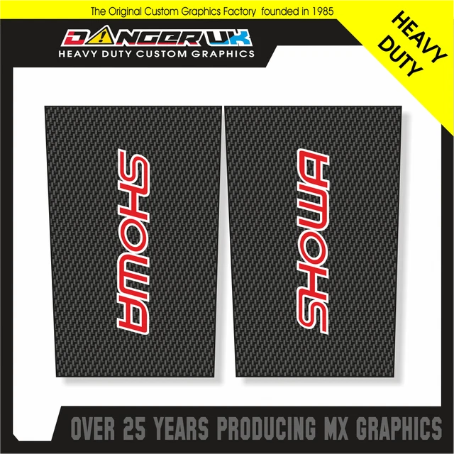 MOTOCROSS MX 65CC UPPER FORK GRAPHICS DECALS SHOWA CARBON FIBRE LOOK £ ...