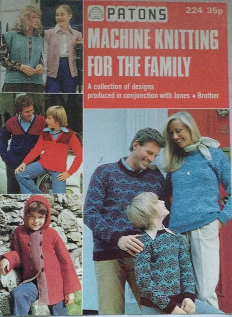VINTAGE PATONS MACHINE Knitting Patterns Booklet For The Family Jones ...