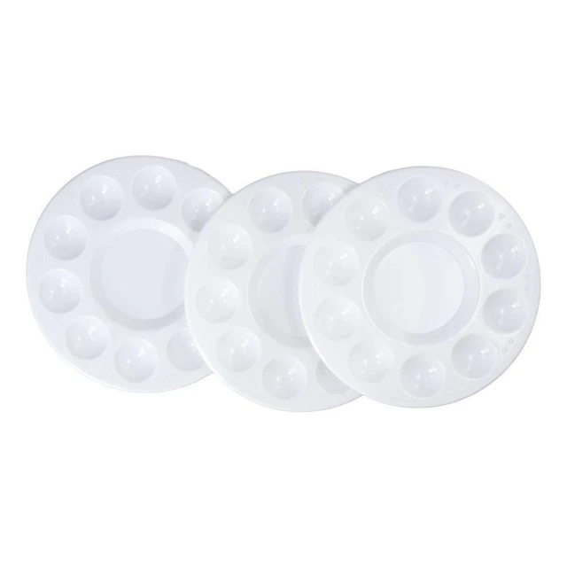 WHITE PLASTIC PALETTES Round Paint Tray Painting Palette For Adults £12 ...